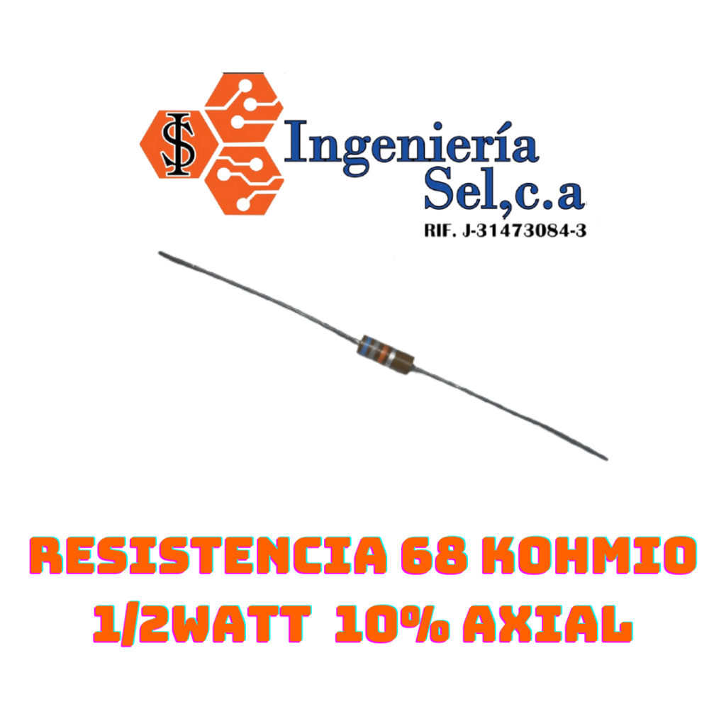 RESISTENCIA 68 KOHMIOS 1/2WATT 10% AXIAL (R68K-1/2W) – Ingenieria Selca