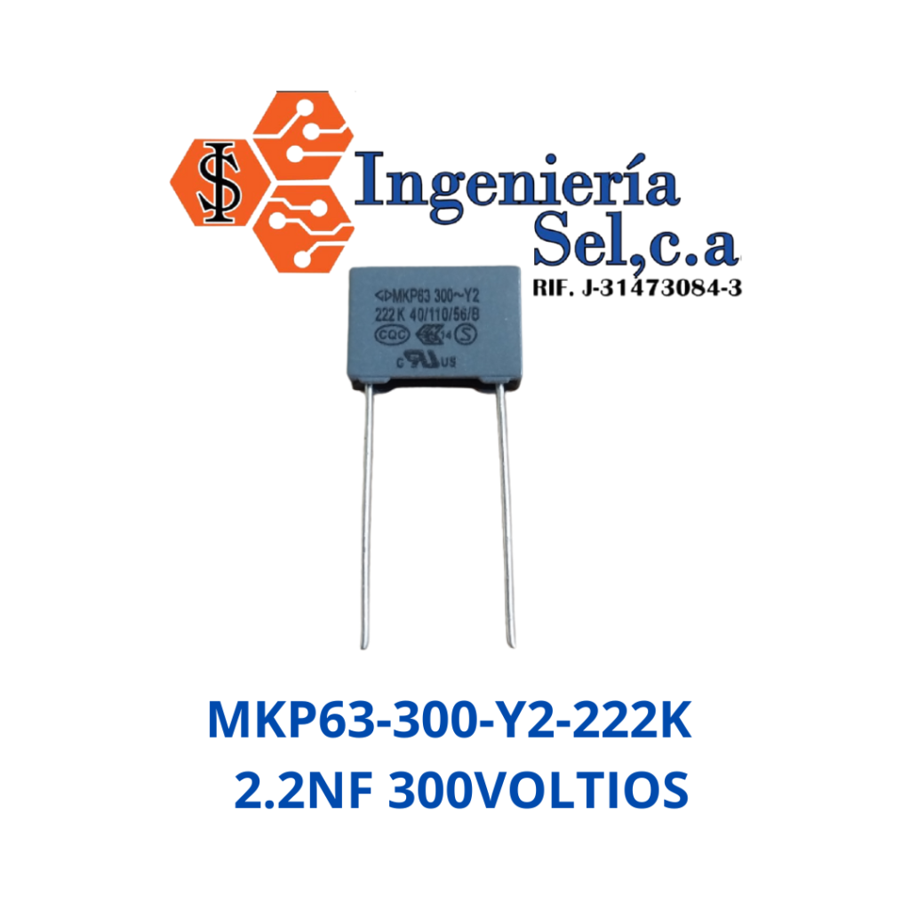 MKP63-300-Y2-222K CONDENSADOR POLIPROPILENO METALIZADO 2.2NF 300VOLTIOS ...
